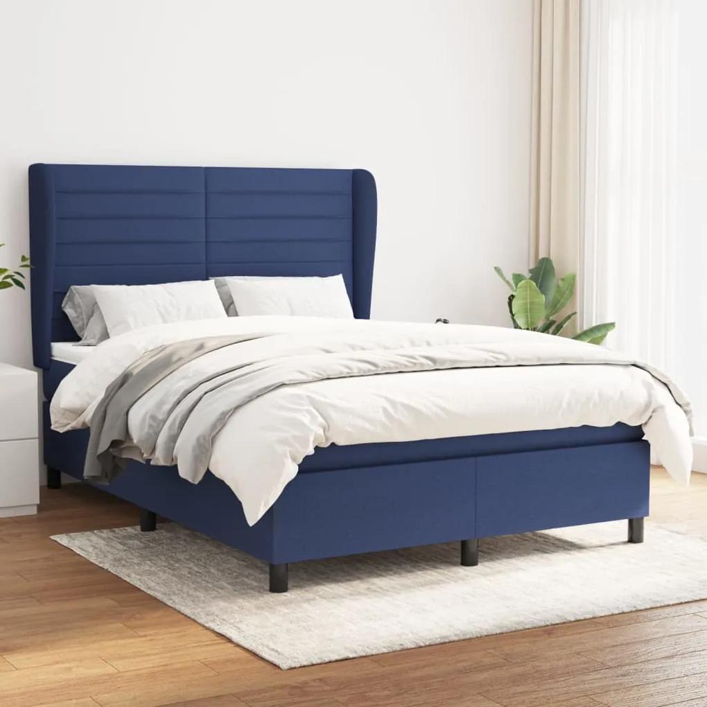Box spring postel s matrací modrá 140x190 cm textil,  3128043