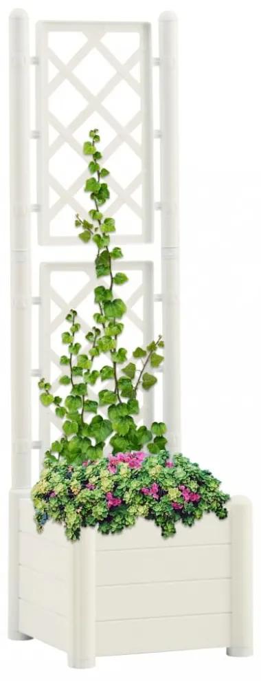 Zahradní truhlík s treláží 43 x 43 x 142 cm PP Dekorhome Bílá