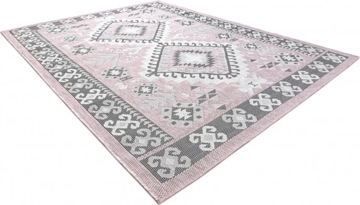Kusový koberec Sion Sisal Aztec 3007 pink/ecru – na von aj na doma, 80x150, ružová, chodba / predsieň, Dywany Łuszczów