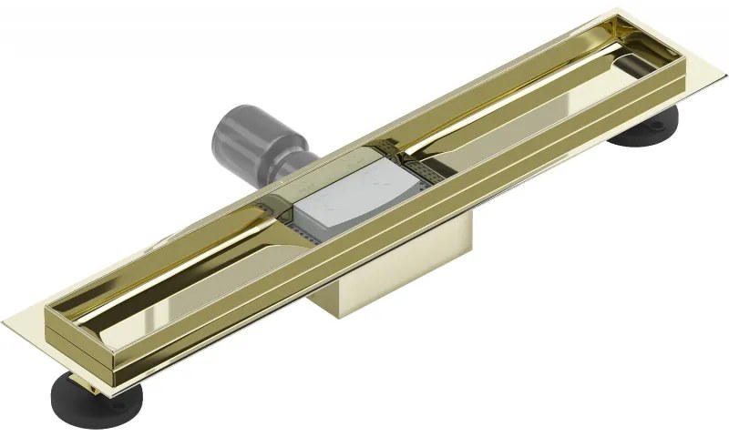 Mexen Flat nerezový sprchový žlab 60 cm - tělo žlabu bez krytu, zlatá, 1515060