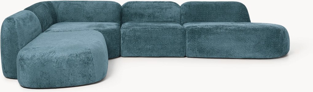 Modulární rohová XL pohovka z plyšového bouclé Wolke