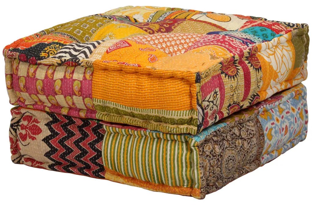 vidaXL Marketos 2místný modulární pouf patchwork textil