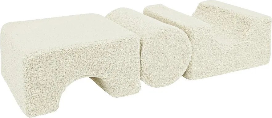 Bílé pěnové hřiště 3 ks z materiálu bouclé výška 30 cm 83x45 cm – Meowbaby