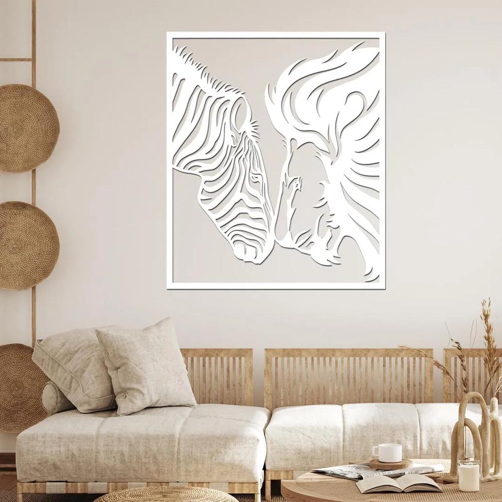 dřevo života Dřevěný obraz LVA SE ZEBROU Rozměry (cm): 60x70, Barevný vzor: Bílá