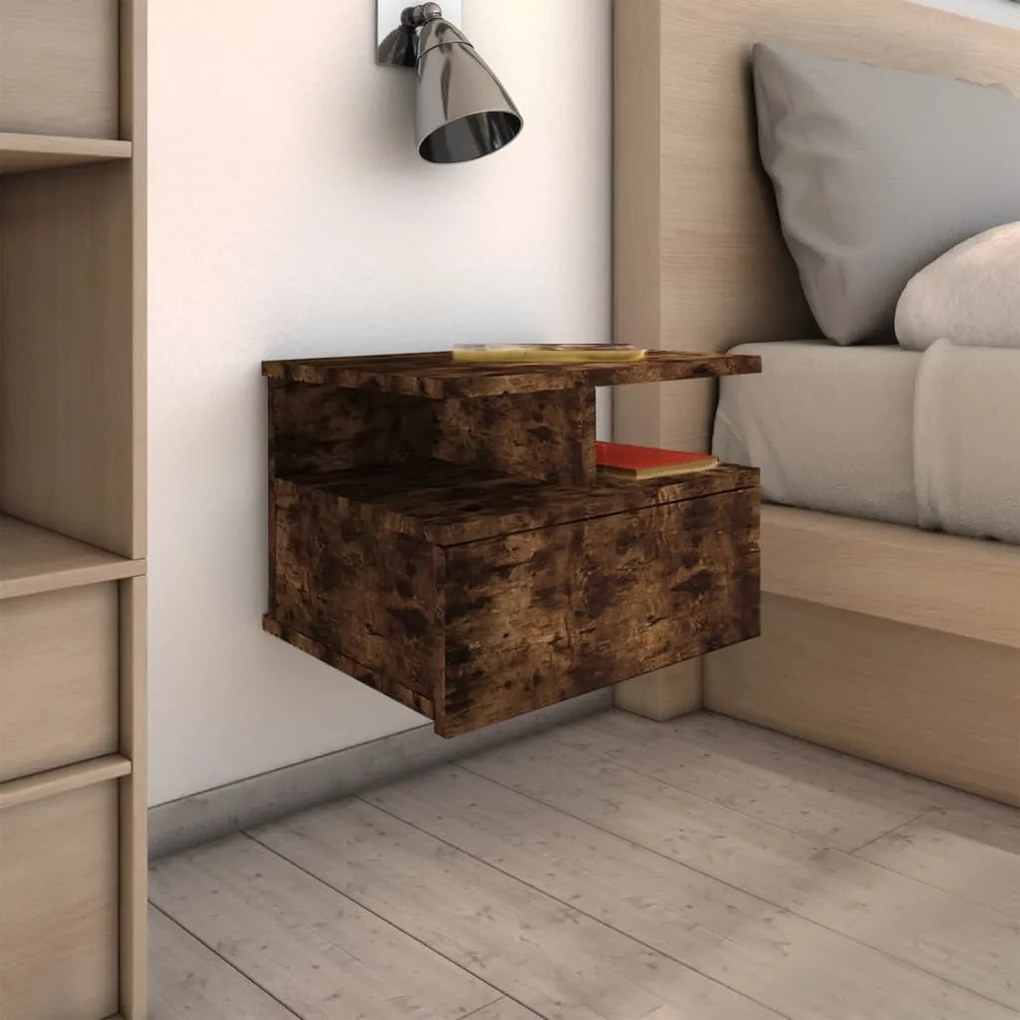 vidaXL Plovoucí noční stolky 2 ks 40 x 31 x 27 cm kompozit [800414] Barva: kouřový dub