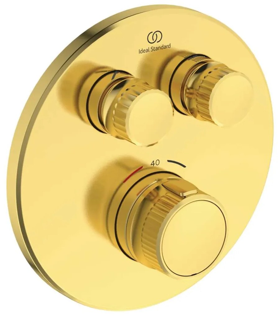 Ideal Standard CeraTherm Navigo - Termostatická sprchová baterie pod omítku pro 2 spotřebiče, Brushed Gold A7296A2