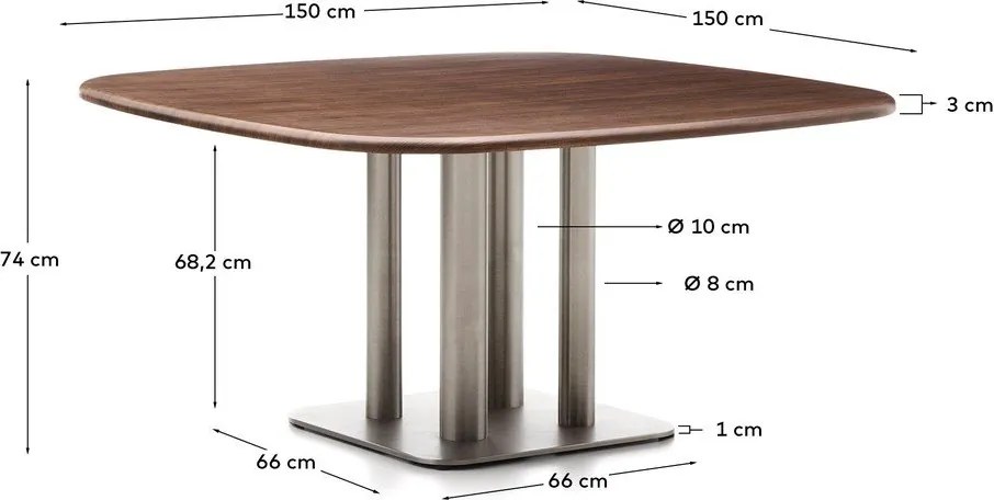 Jídelní stůl v dekoru ořechu 150x150 cm Melvar – Kave Home
