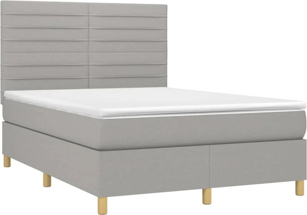 Box spring postel s matrací světle šedá 140 x 200 cm textil 3142417