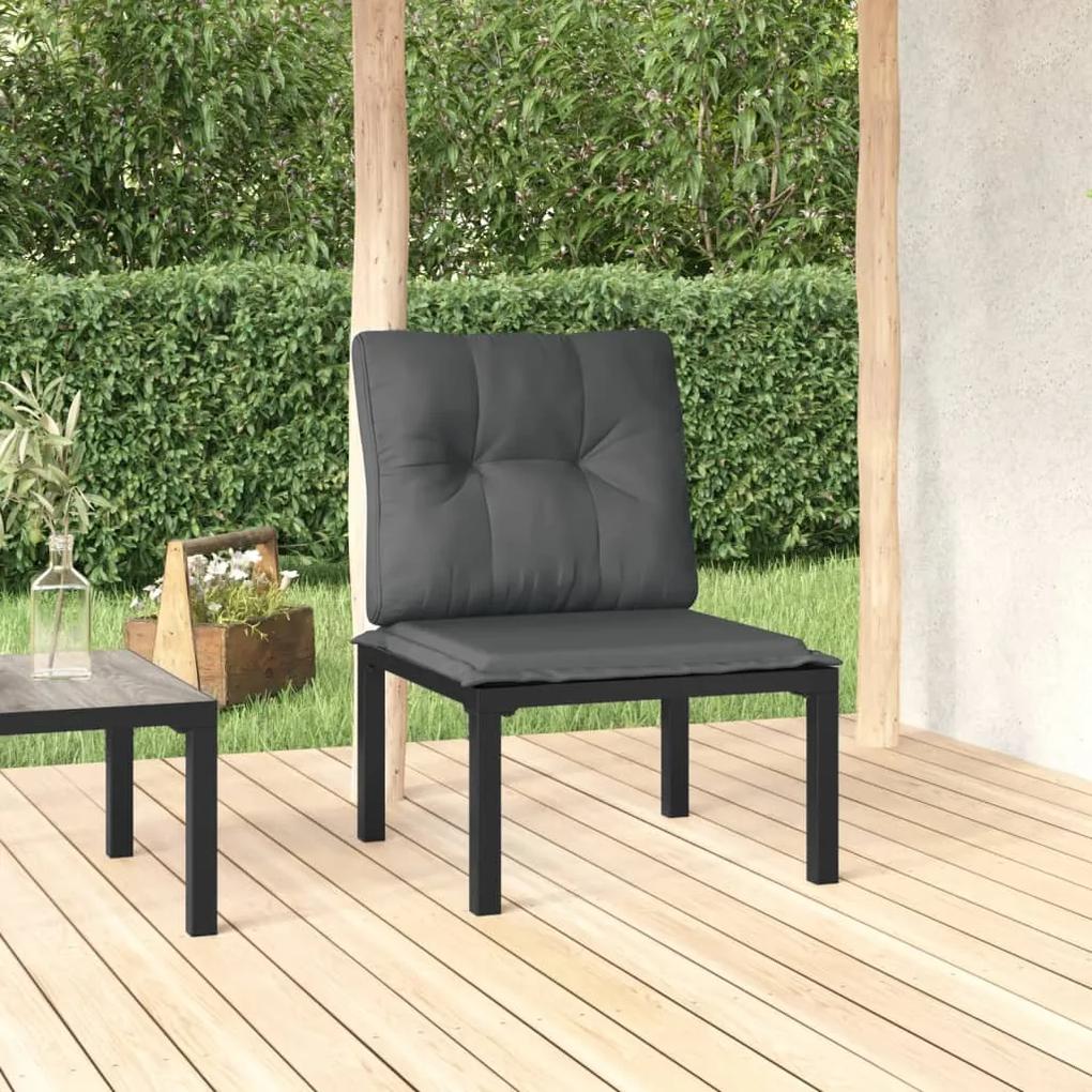 vidaXL Zahradní židle s poduškami černá a šedá polyratan