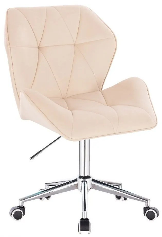 LuxuryForm DESIGN Otočná židle MILANO MAX VELUR na stříbrné podstavě s kolečky - krémová