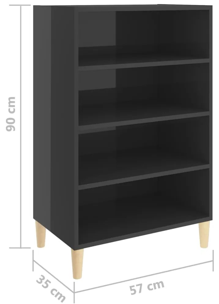 vidaXL Příborník šedý s vysokým leskem 57 x 35 x 90 cm dřevotříska