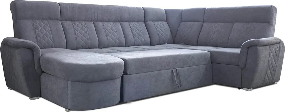 Sedací souprava BOSTON U | 175x322x226 cm | VYSOKÝ sedák a záda | rozkládací s úložným prostorem | hnědošedá