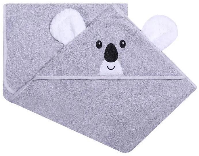 Dětská osuška s kapucí 120 x 100 cm Koala šedá
