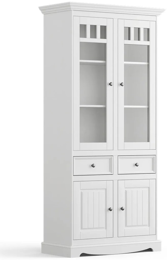 Massivo.cz Vitrína Belluno Elegante, 2d, bílá, masiv, borovice