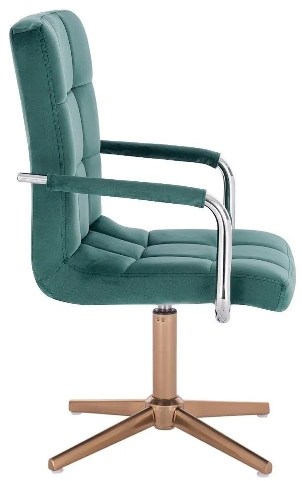 LuxuryForm DESIGN Otočná židle VERONA VELUR na zlatém kříži - zelená