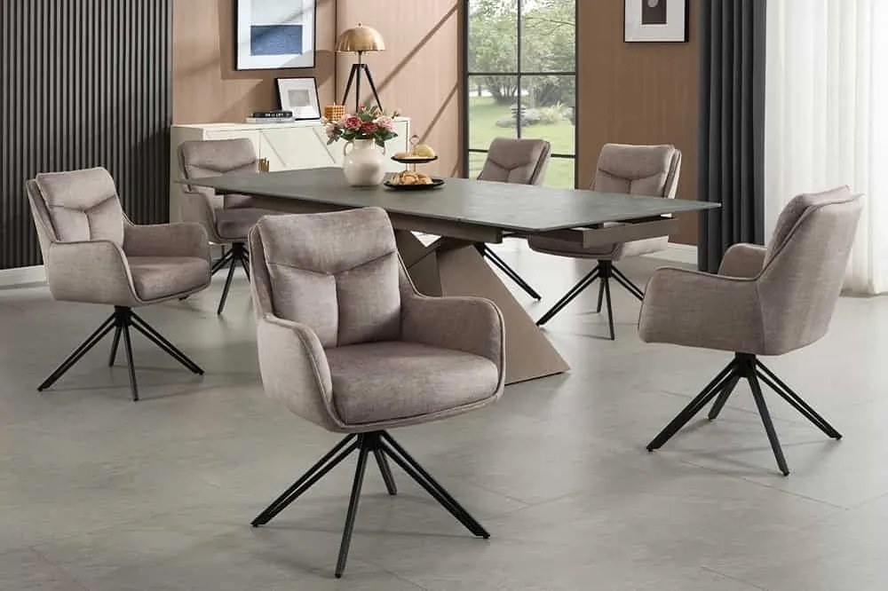 Designová otočná židle Brock taupe samet