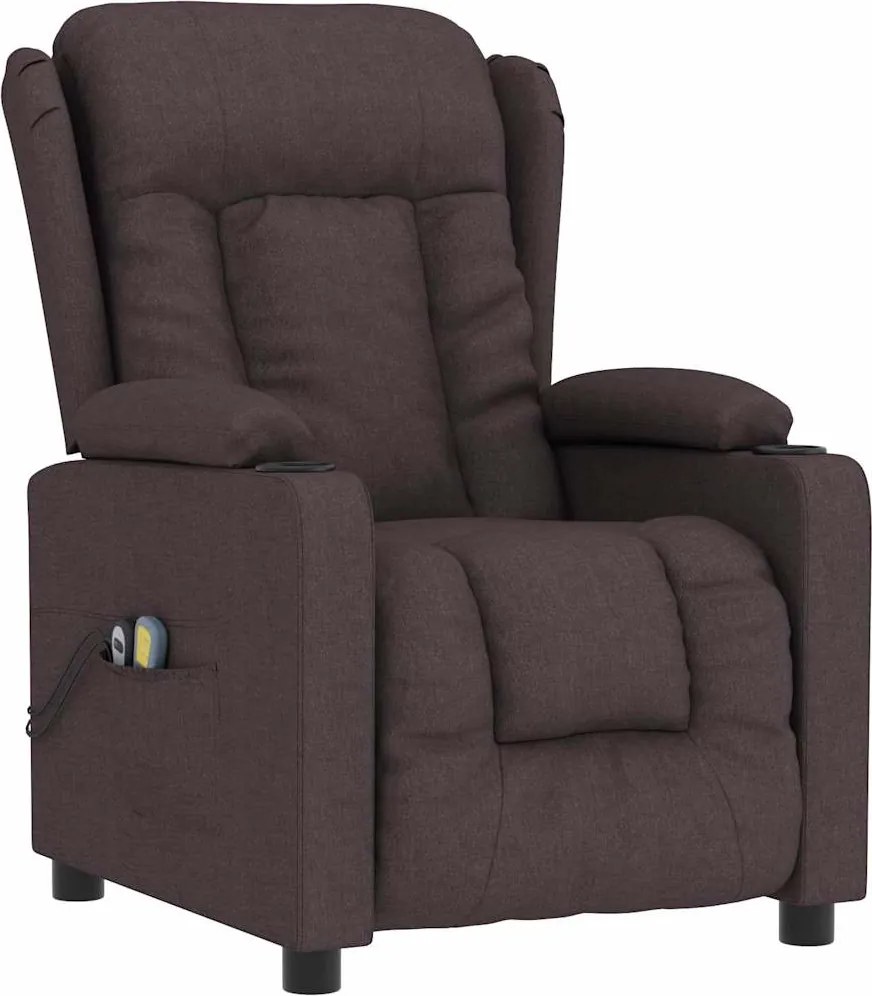 Elektrické masážní křeslo tmavě hnědé textil 3098794