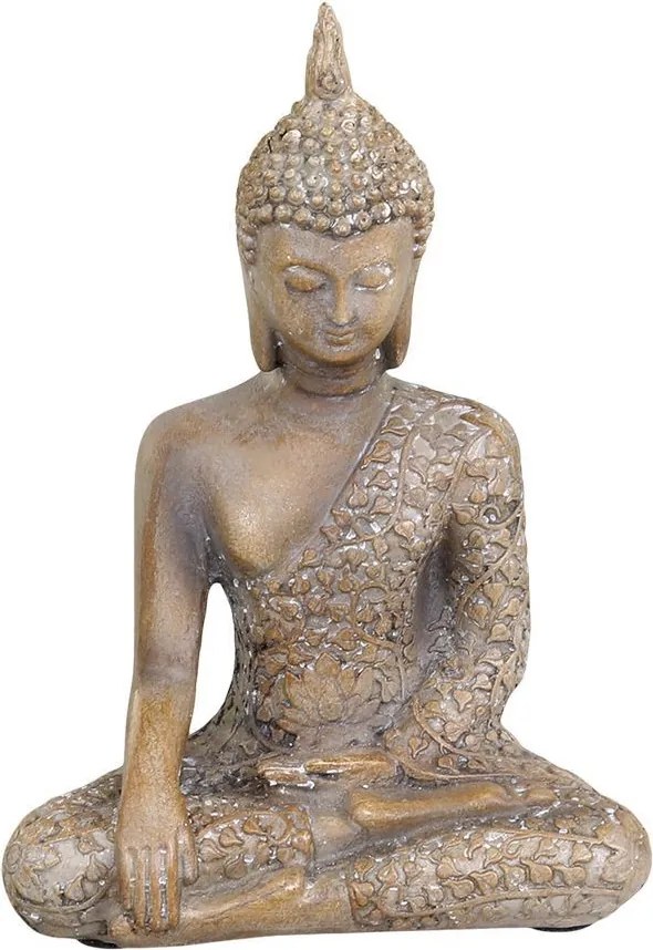 Béžová antik dekorace sedící Buddha - 10*5*13 cm