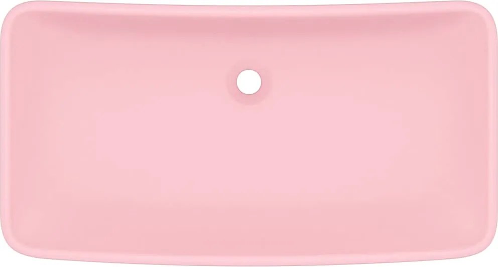Luxusní umyvadlo obdélníkové matné růžové 71 x 38 cm keramické 146955