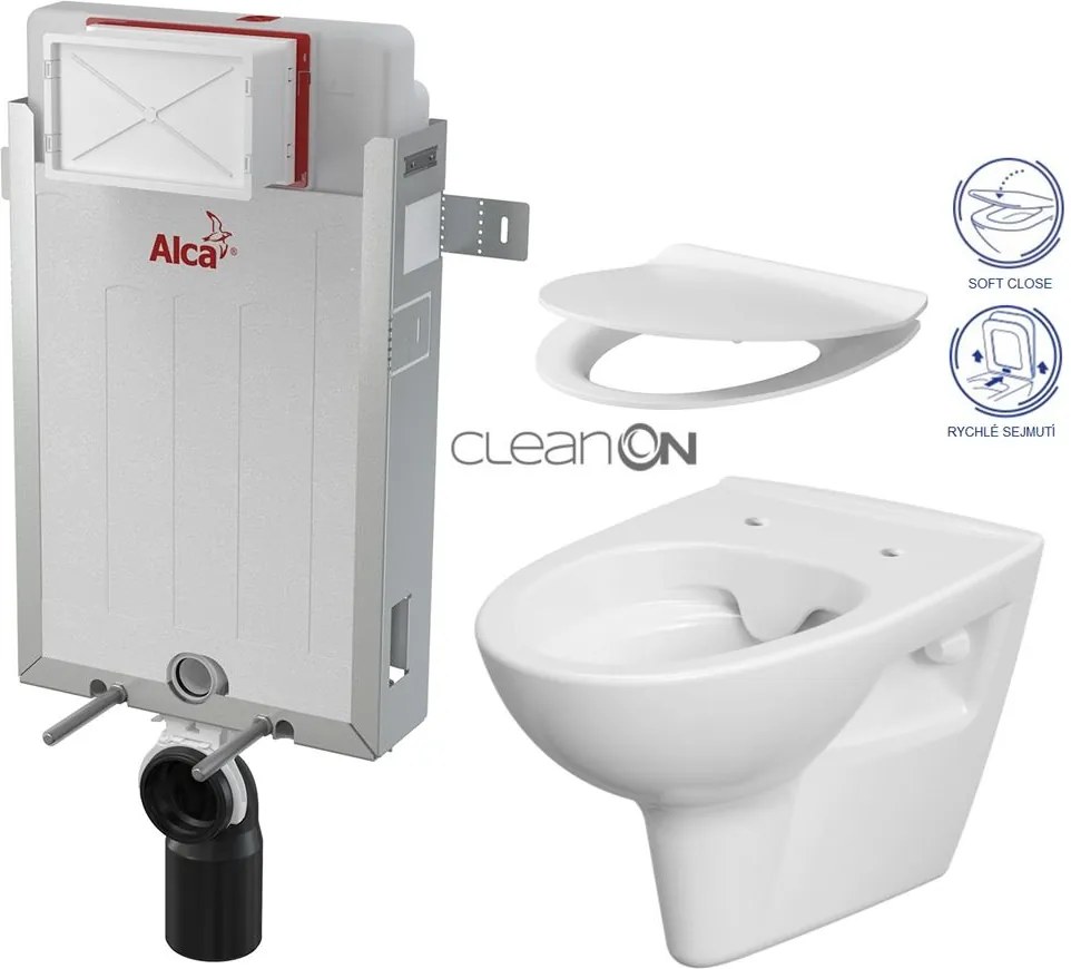 AKCE/SET/ALCAPLAST - SET Renovmodul - předstěnový instalační systém + WC CERSANIT CLEANON PARVA + SEDÁTKO AM115/1000 X PA2