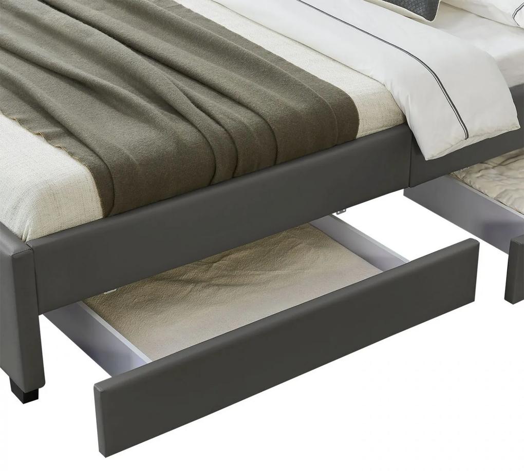 Čalouněná postel Lyon s úložným prostorem a LED osvětlením 180 x 200 cm | šedá