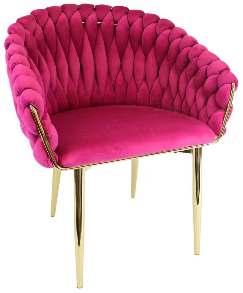 Růžová sametová jídelní židle LUX 83cm