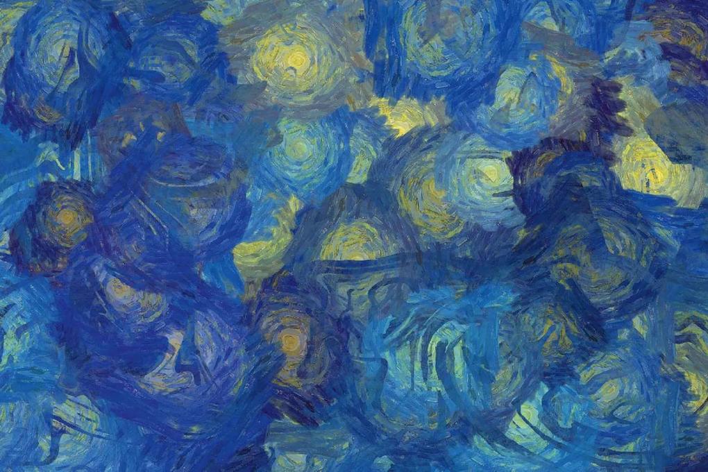 DIMEX | Samolepicí vliesová fototapeta na zeď Abstraktní modré pozadí MA-5-2029 | 375 x 250 cm | modrá, žlutá
