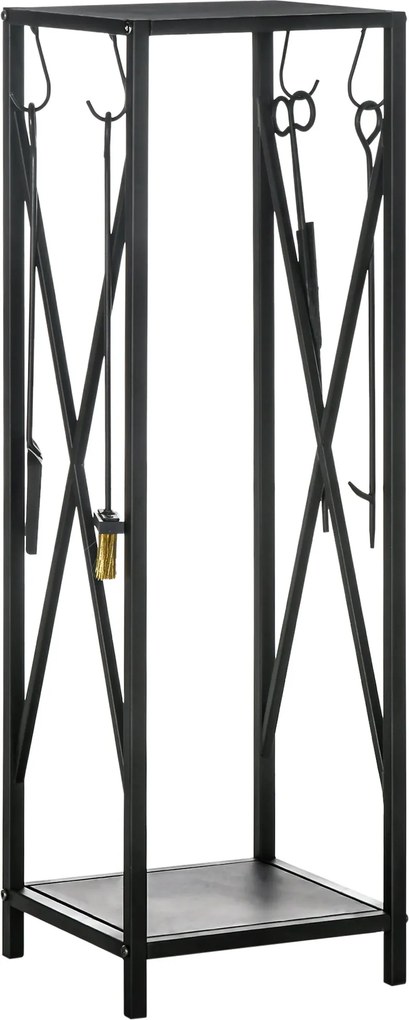 Držák na dřevo Outsunny - Sloupcový stojan na dřevo - Více příslušenství rozměr 34Š x 34H x 111V cm Metal Černý