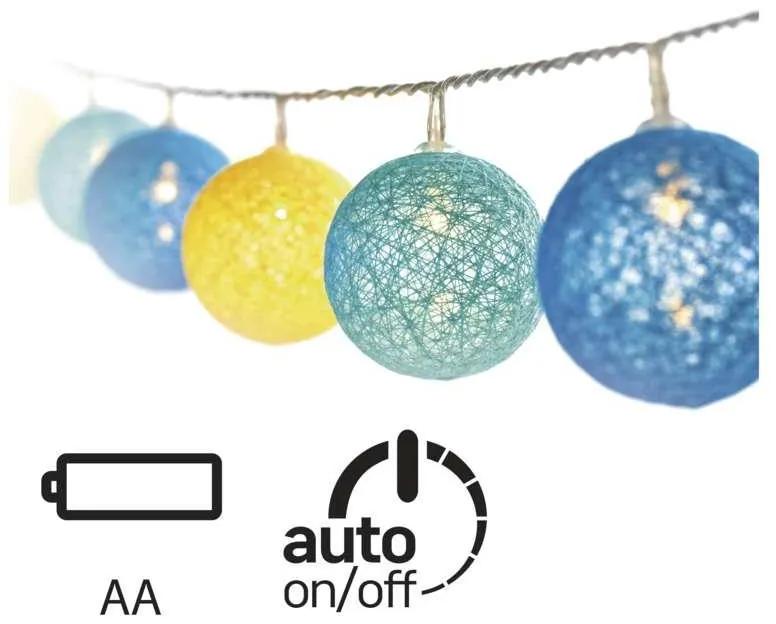 Emos LED girlanda bavlněné koule - modrá/žlutá
