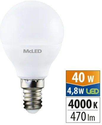 LED žárovka E14 McLED 4,8W (40W) neutrální bílá (4000K) ML-324.038.87.0