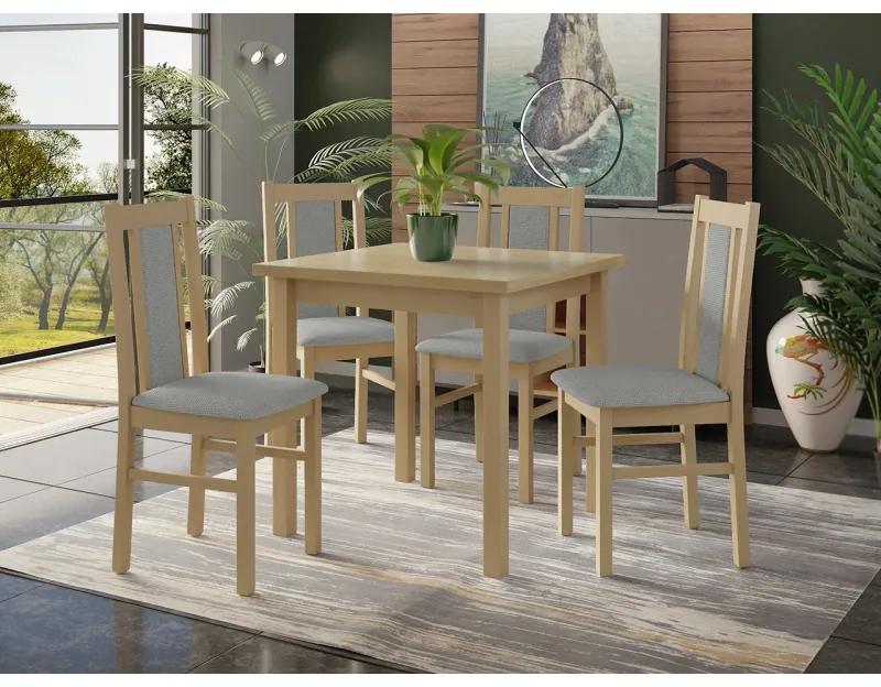 Jídelní stůl se 4 židlemi - AL27, Barva dřeva: ořech-L, Potah: 9 - Bergamo 64