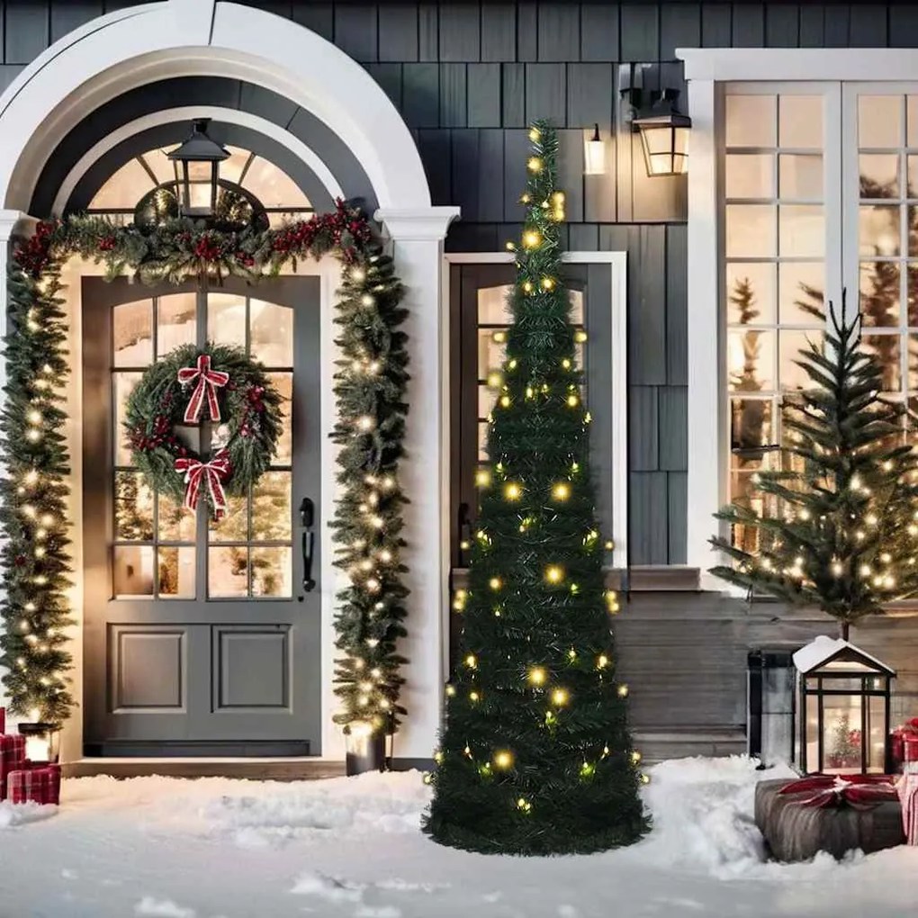 Pop-up umělý vánoční stromek s LED osvětlením zelený 210 cm 321525