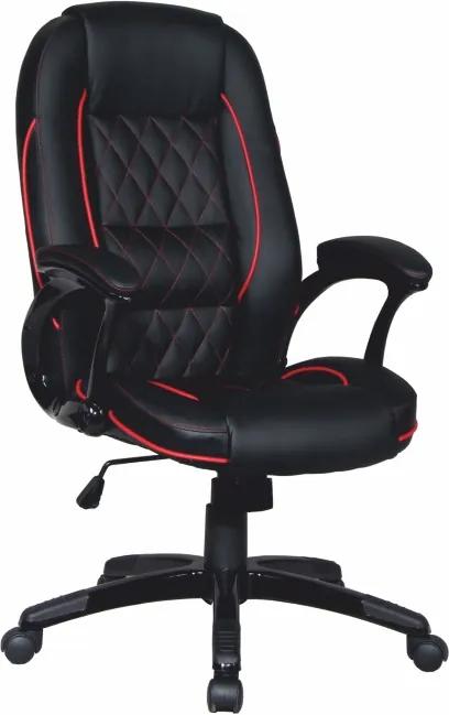 Kancelářská židle v provedení ekokůže s černočervenými detaily TK093