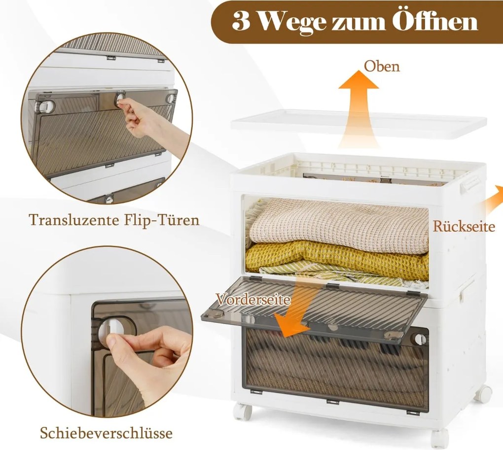 Costway Úložný box s víkem, stohovací boxy, skládací skladovací – bílý