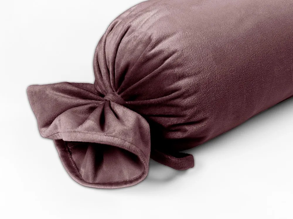 Biante Sametový polštář válec bonbon Velvet Premium SVP-019 Hnědofialový 15x40 cm