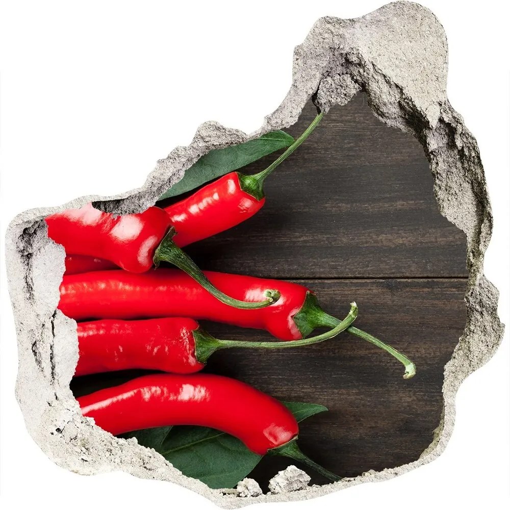 Wallmuralia Nálepka 3D díra Chilli papričky 75x75 cm