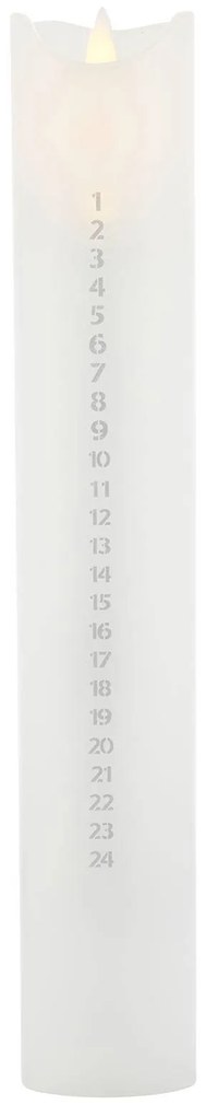 Svíčka LED Sara Calendar, bílá/stříbrná, výška 29 cm