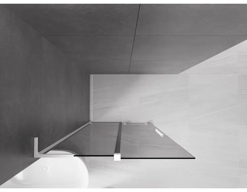 Mexen Velar L, posuvná sprchová zástěna Walk-in 100 x 200 cm, 8mm šedé sklo, bílá matná, 871-100-003-43-20