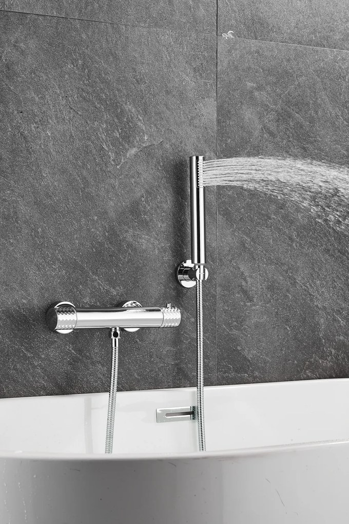 Gamma Gamma, nástěnná sprchová termostatická baterie s ruční sprchovou soupravou, chromová, GMA-BRYPNT-CH