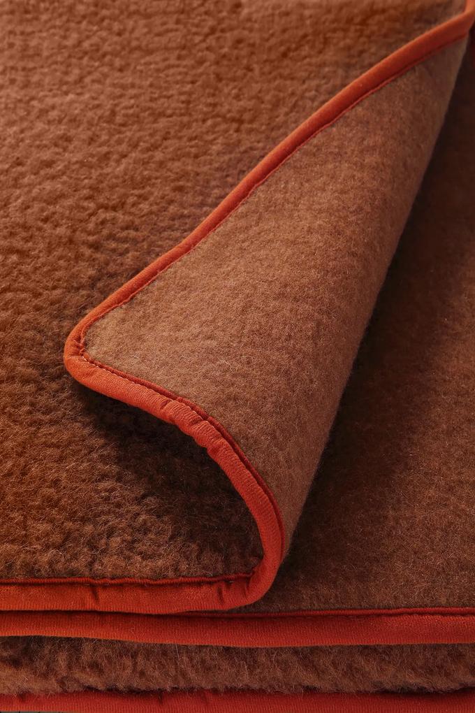 Wooline Vlněná Merino deka Thumbled cihlová Rozměr: 140 x 200 cm