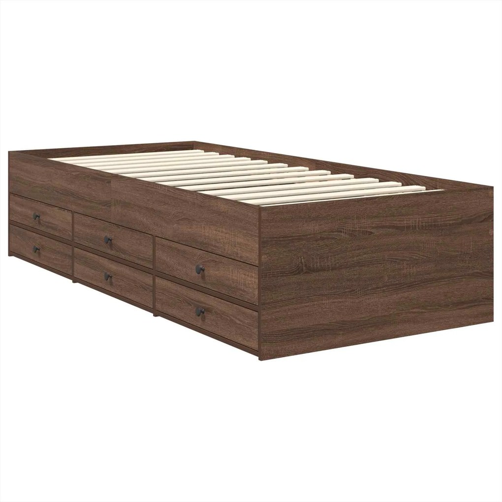 Daybed s čelo Hnědý dub a černá 75 x 190 cm Kompozitní dřevo 3408542
