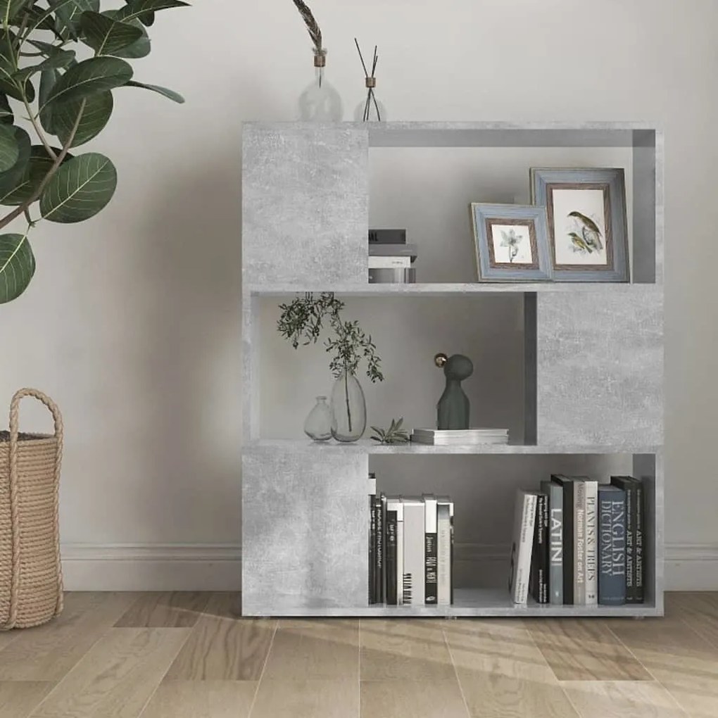 vidaXL Knihovna / dělicí stěna 80 x 24 x 94 cm dřevotříska [809127] Barva: Betonová šedá