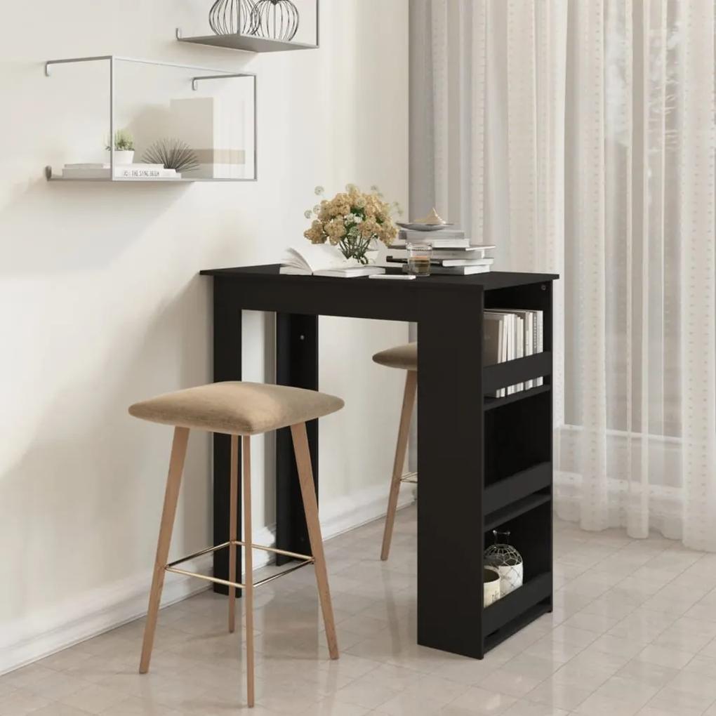 809468 vidaXL Barový stůl s úložným regálem černý 102x50x103,5 cm dřevotříska