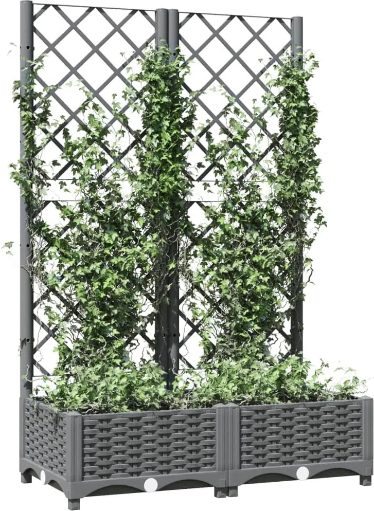 Zahradní truhlík s treláží světle šedý 80 x 40 x 121,5 cm PP 153271