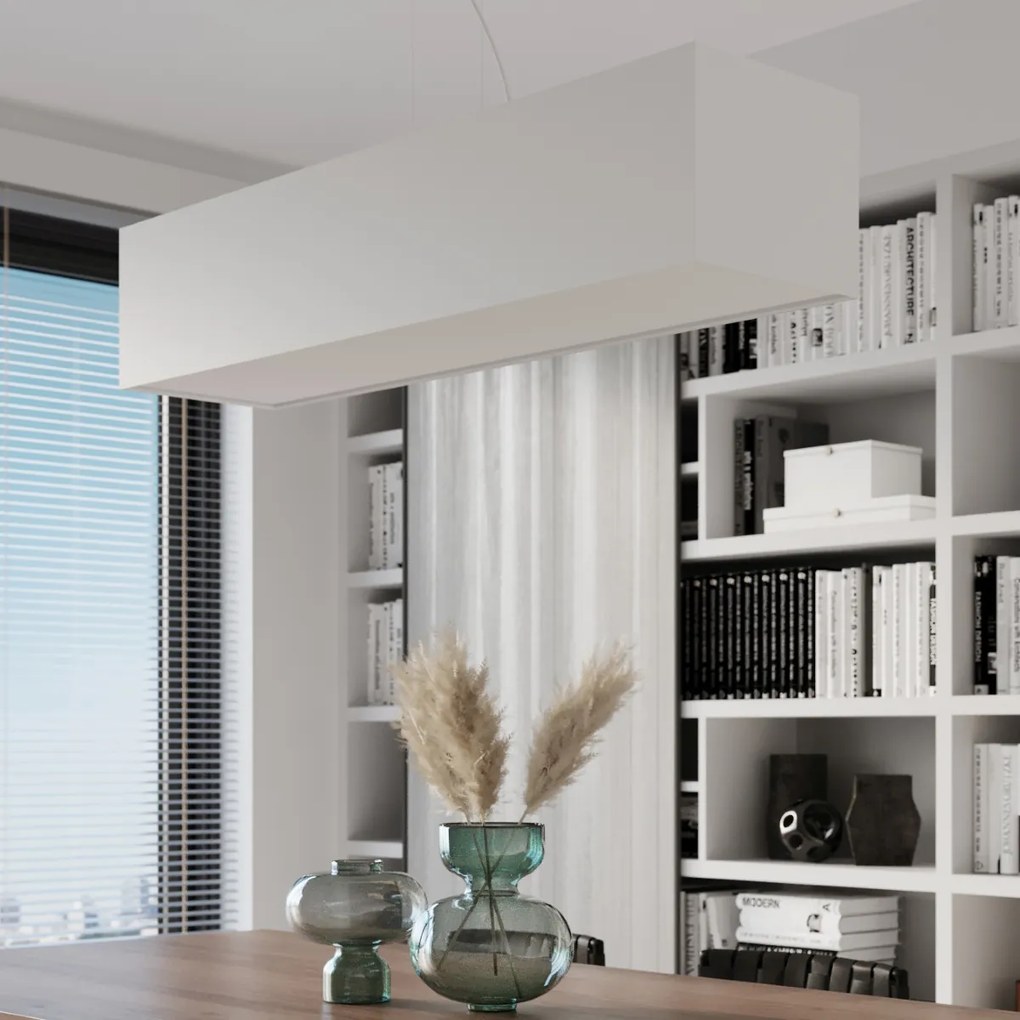 Závěsné svítidlo Santa, 1x bílé textilní stínítko, (bílý plast), (120 cm)