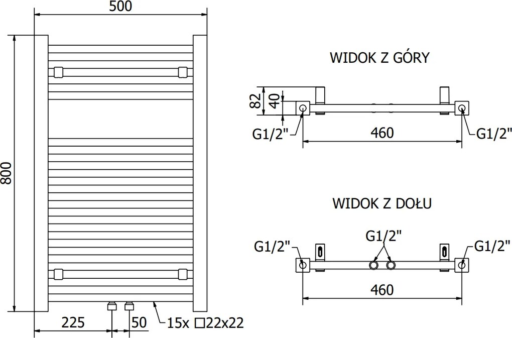Mexen Pluton, elektrické topné těleso 800x500 mm + topná tyč 600 W, černá, W106-0800-500-2600-70