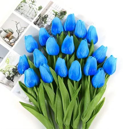 Bytová dekorace - kytice umělých tulipánů Balení: 5 ks, Barvy: K22 MODRÁ