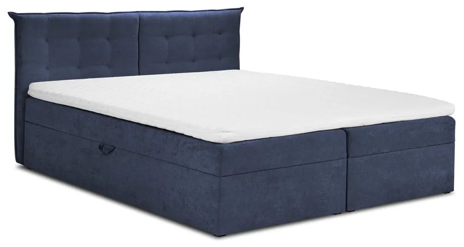 Tmavě modrá boxspring postel s úložným prostorem 200x200 cm Echaveria – Mazzini Beds