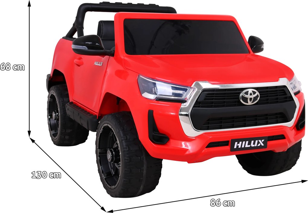 Ramiz Elektrické auto Toyota Hilux pro děti červené + pohon 4x4 + dálkové ovládání