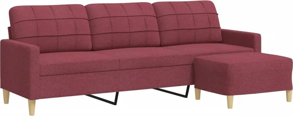 3místná pohovka s podnožkou vínová 210 cm textil 3278255